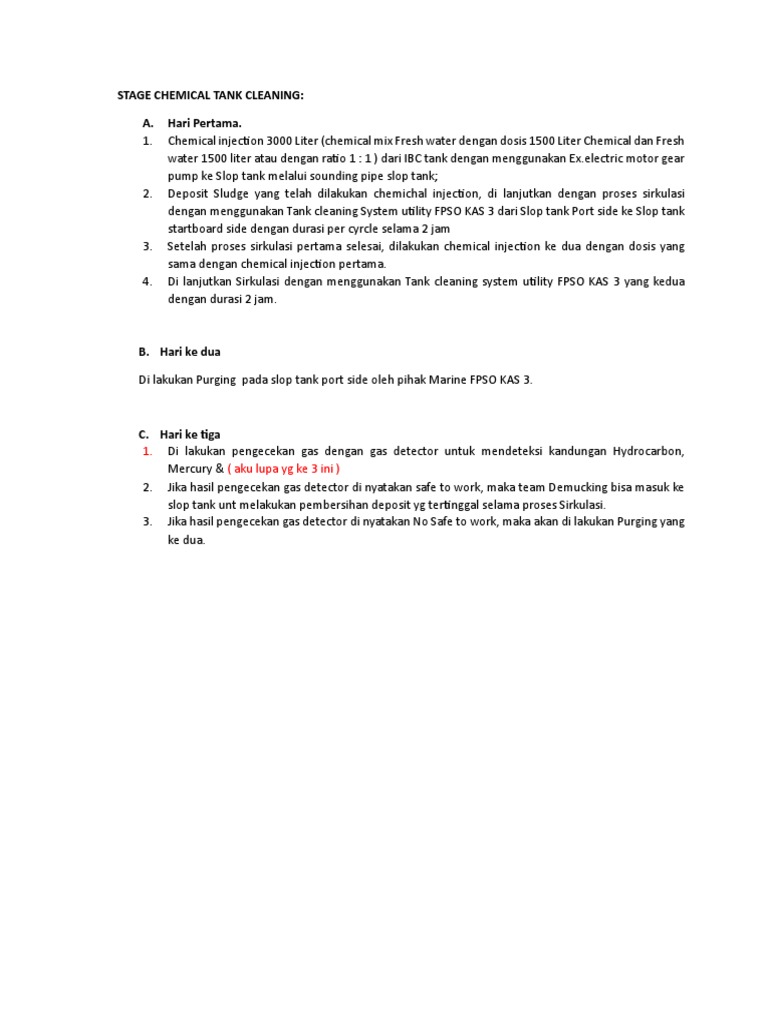 Stage Chemical Tank Cleaning - NTB | PDF