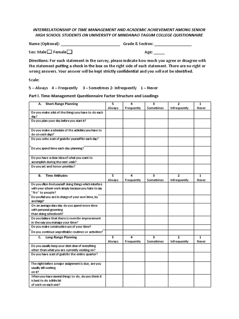 Interrelationship of Time Management and Academic Achievement Among ...