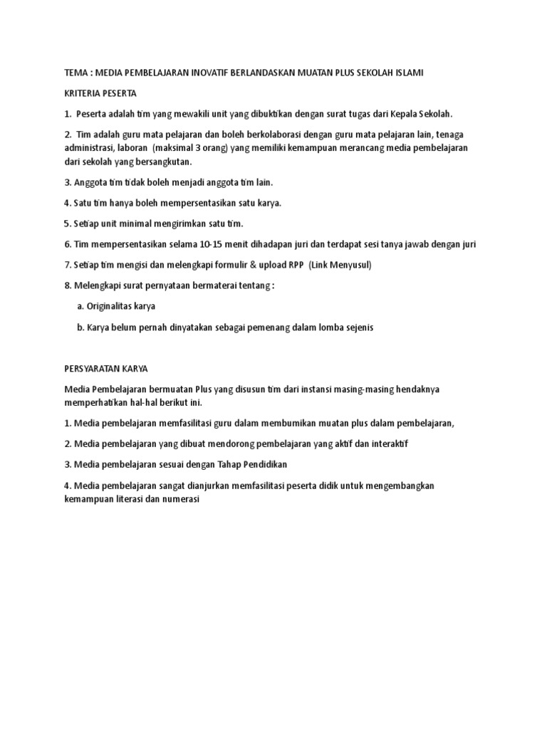 Kriteria Peserta Lomba Media Pembelajaran | PDF | Karier & Perkembangan | Ilmu Sosial