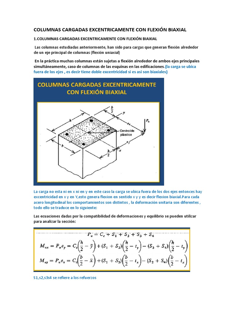 Columnas Cargadas Excentricamente Con Flexión Biaxial | PDF | Doblar | Deformación (ingeniería)