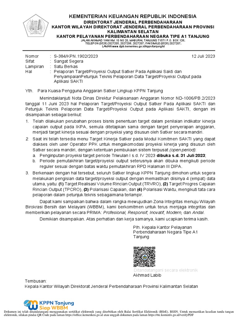 Pelaporan Target - Proyeksi Output Satker Pada Aplikasi Sakti Dan ... Pelaporan Target - Proyeksi Output Satker Pada Aplikasi Sakti Dan ...