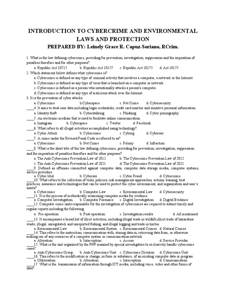 Cybercrime Prelim Lec | PDF | Cybercrime | Security