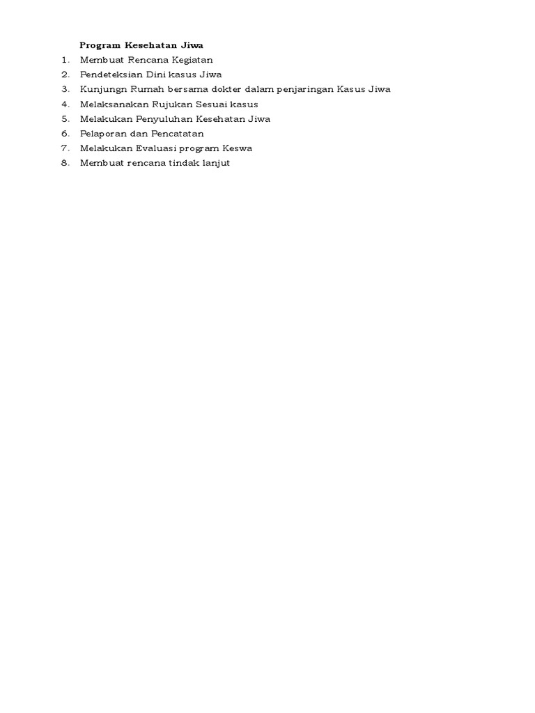 Program Kesehatan Jiwa | PDF