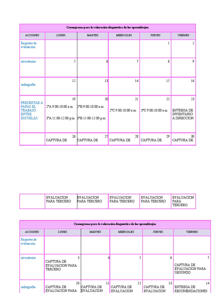 CALENDARIO DE ACTIVIDADES FIN DE CICLO | PDF | Evaluación | Empirismo