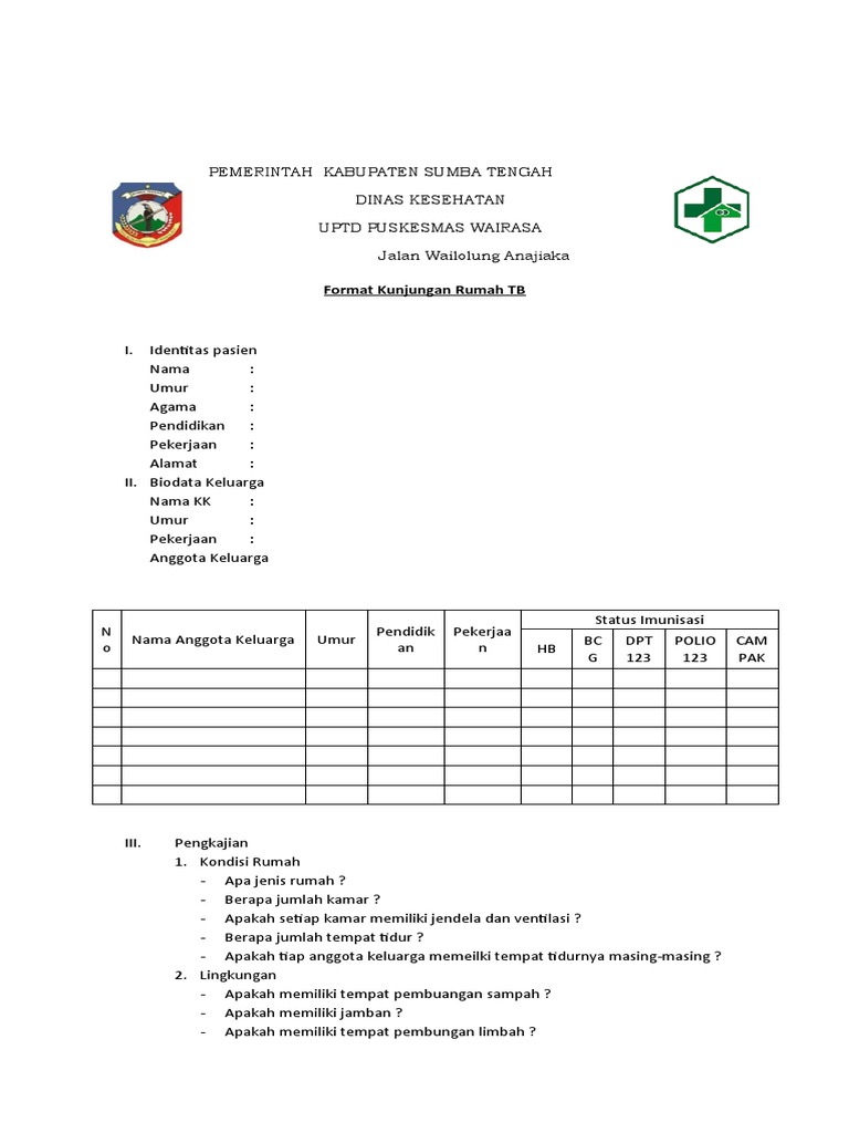 Format Kunjungan Rumah TB | PDF