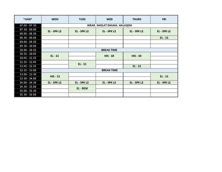 Teaching Timetable | PDF