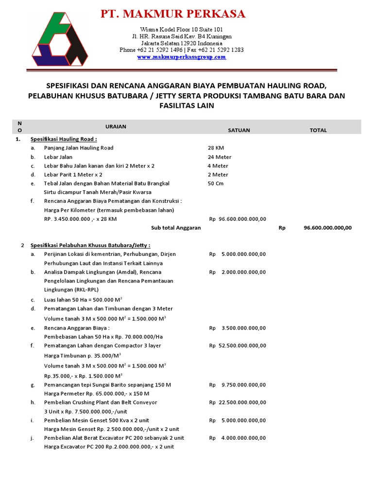 Non Return Pihak Ke 3 - RAB PROJECT JETTY Dan HAULING ROAD Serta Produksi Tambang KSO 2 THN ...