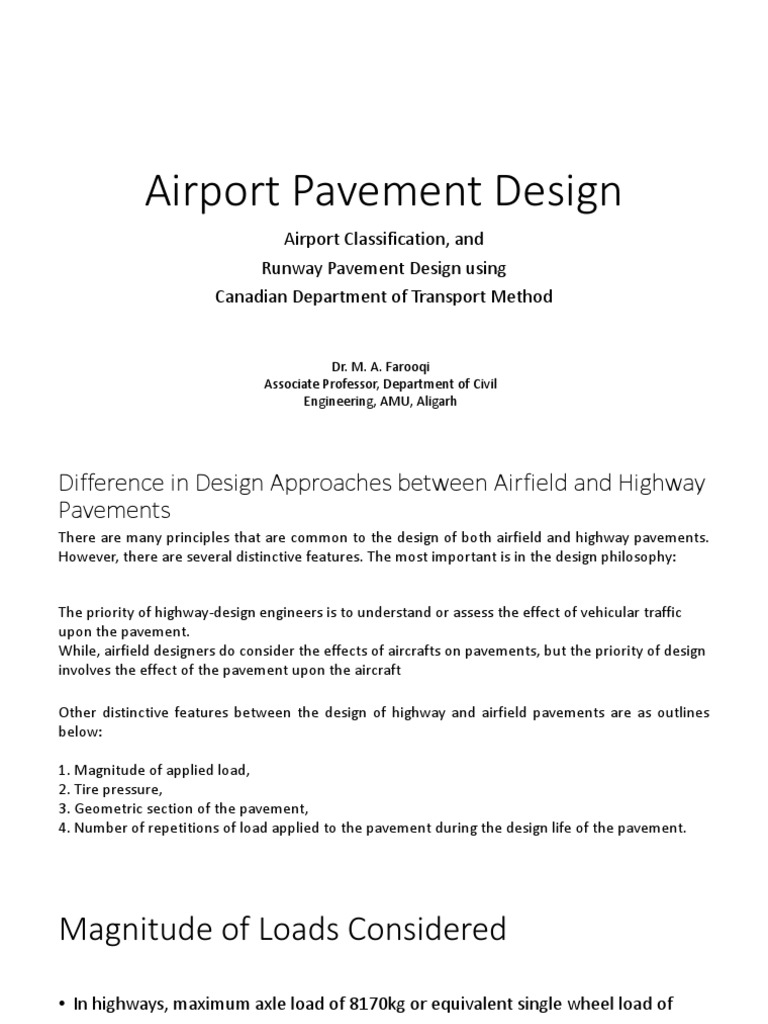 Airport Pavement Design: Airport Classification, and Runway Pavement ...