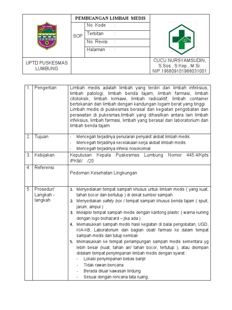 Sop Limbah Medis | PDF