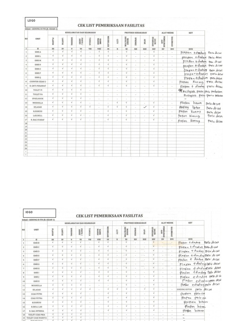 Contoh Ceklist Sarpras | PDF