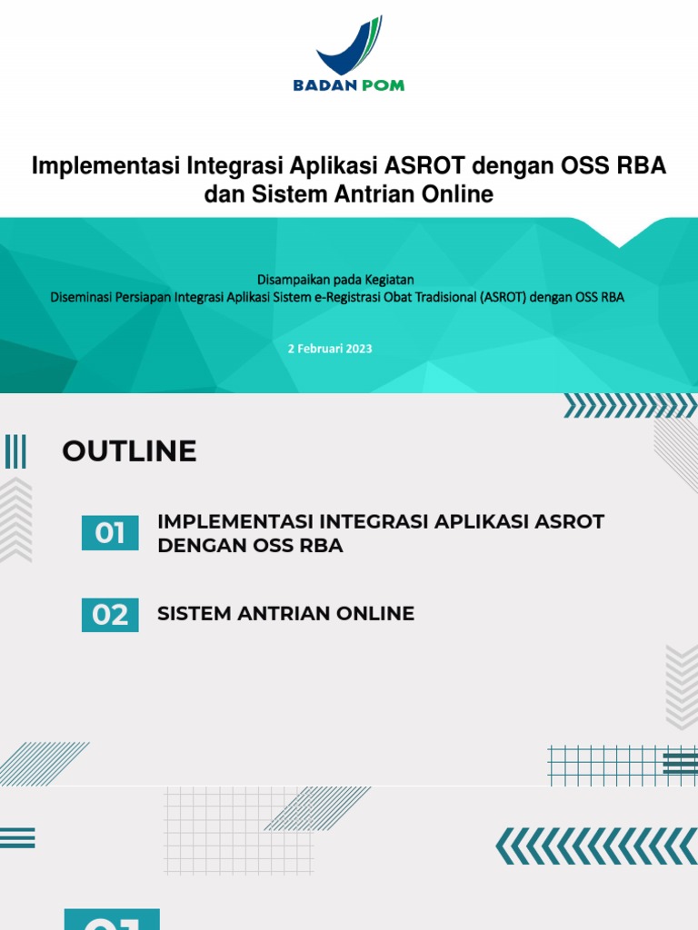 Materi PPT Direktur - Implementasi Integrasi Asrot Dengan OSS RBA Dan Antrian Online | PDF
