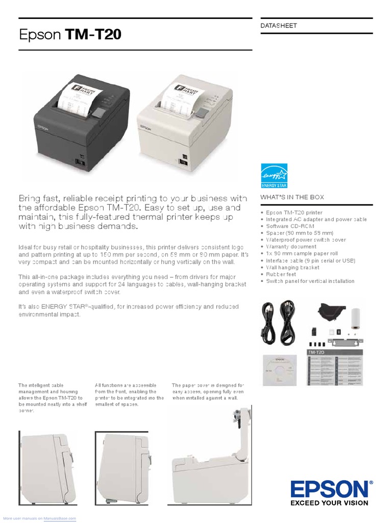 Manual Epson TM-T20 | PDF | Printer (Computing) | Universal Product Code