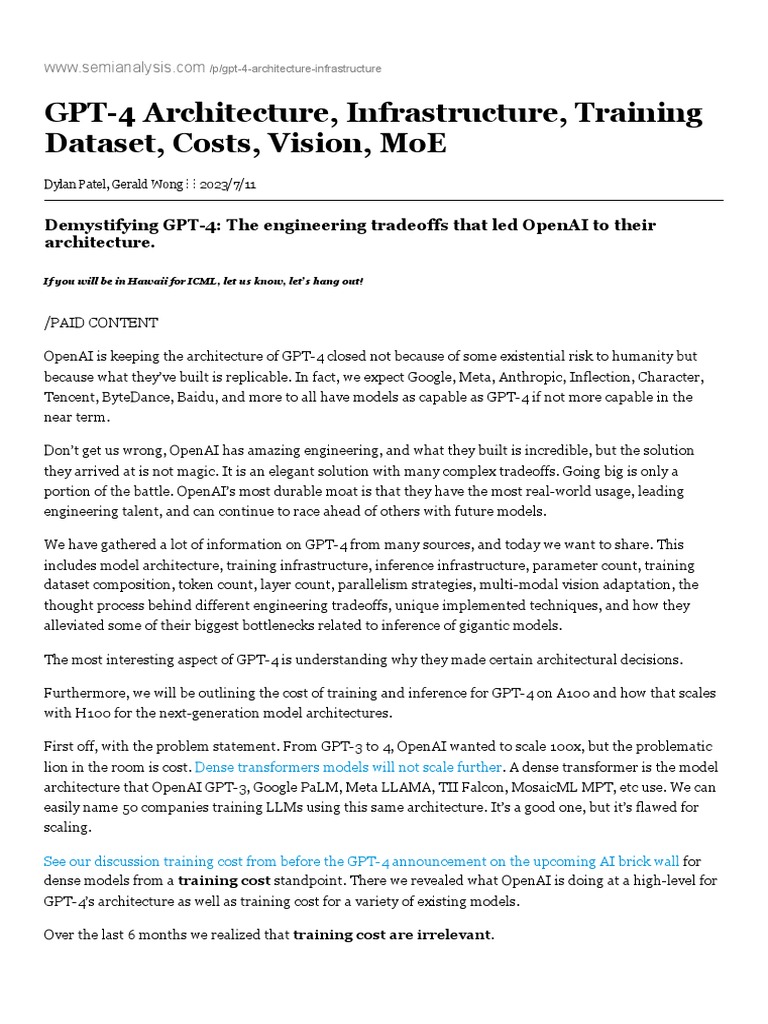 GPT4架构揭秘 | Download Free PDF | Parallel Computing | Cpu Cache