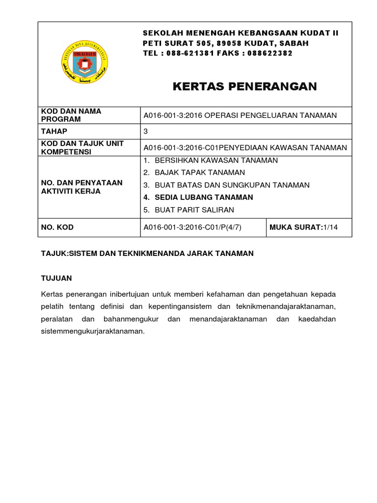 KP 4 Cu 1 Sedia Lubang Tanaman | PDF