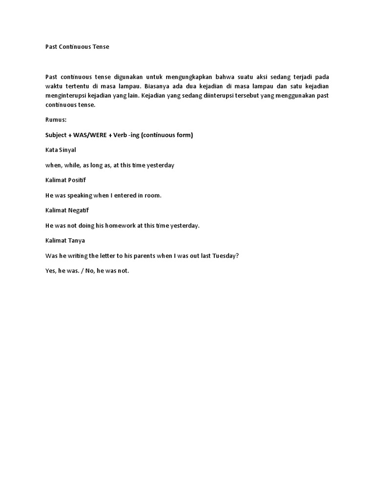 Past Continuous Tense | PDF | Linguistics