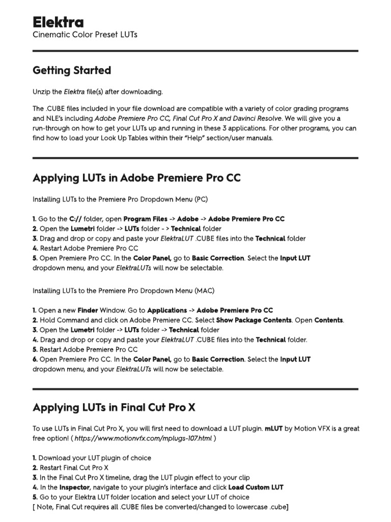 Apply LUTs in Final Cut & Premiere | PDF
