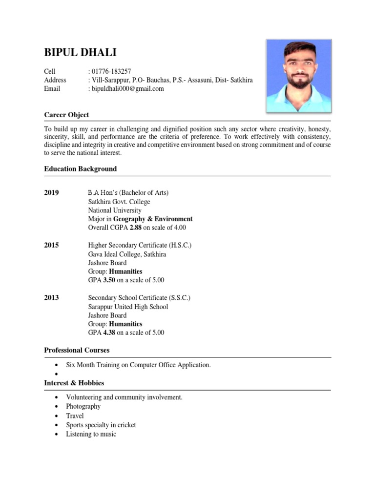 CV of Bipul Dhali | PDF