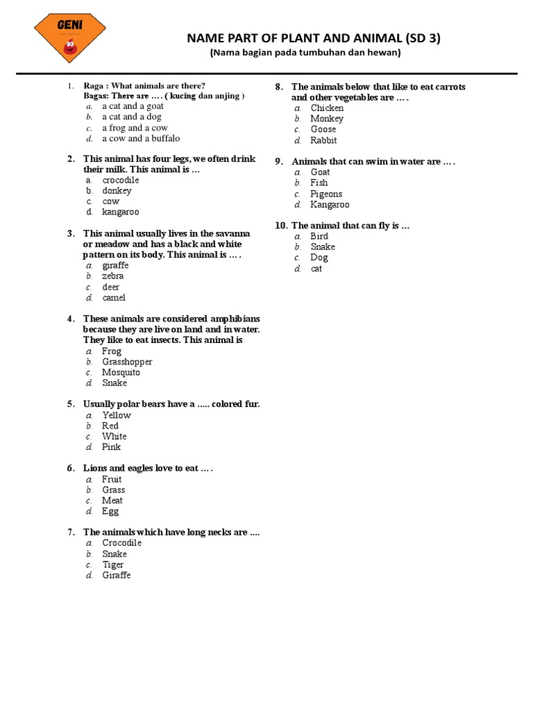 Soal Hewan untuk Kelas 3 SD | PDF | Science & Mathematics