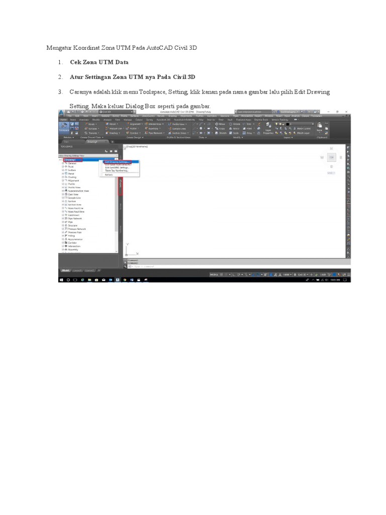 Mengatur Koordinat Zona UTM Pada AutoCAD Civil 3D | PDF