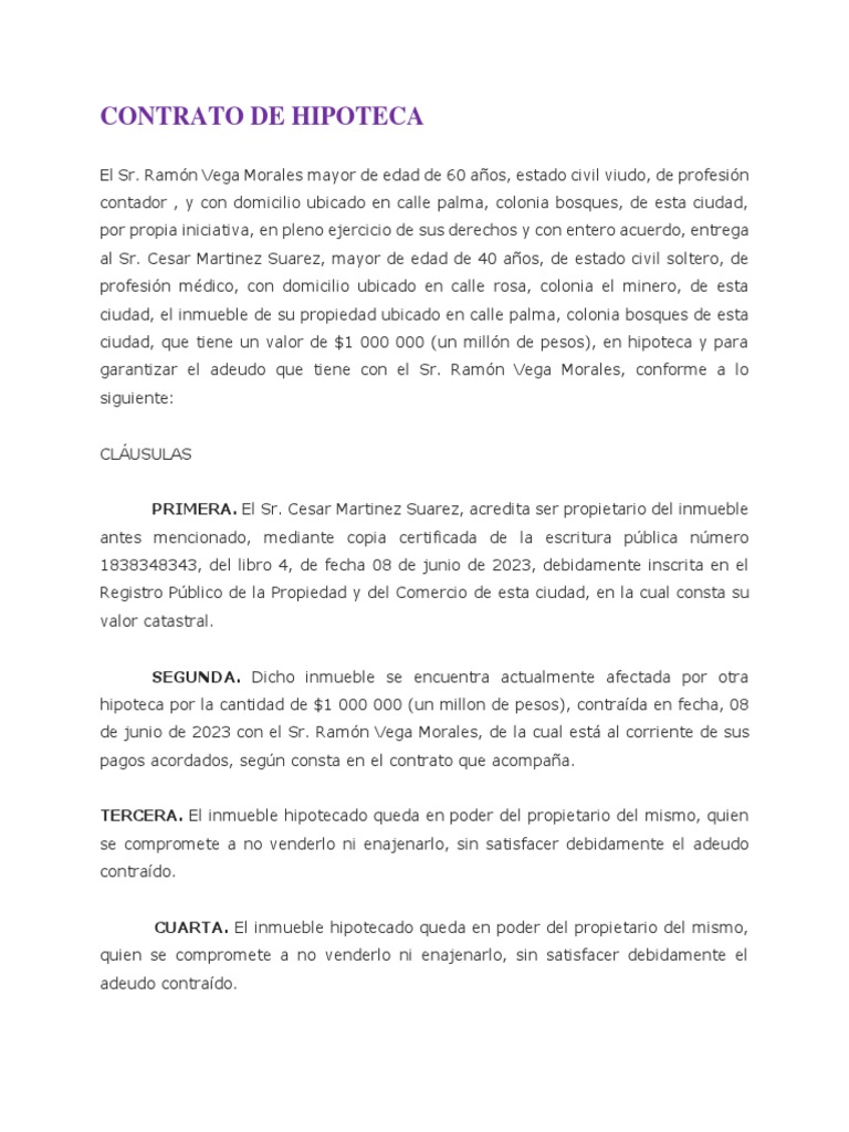 Contrato de Hipoteca | PDF | Propiedad | Ley común