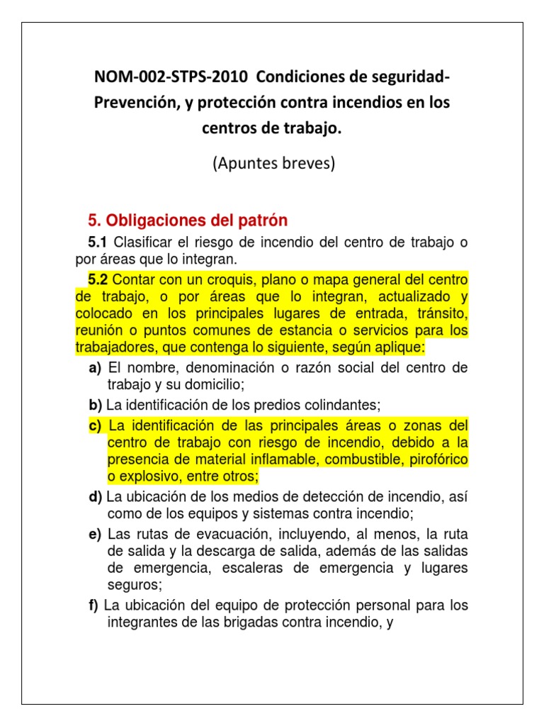 Nom 002 STPS 2010 Apuntes Breves | PDF | Materiales | Ciencias fisicas