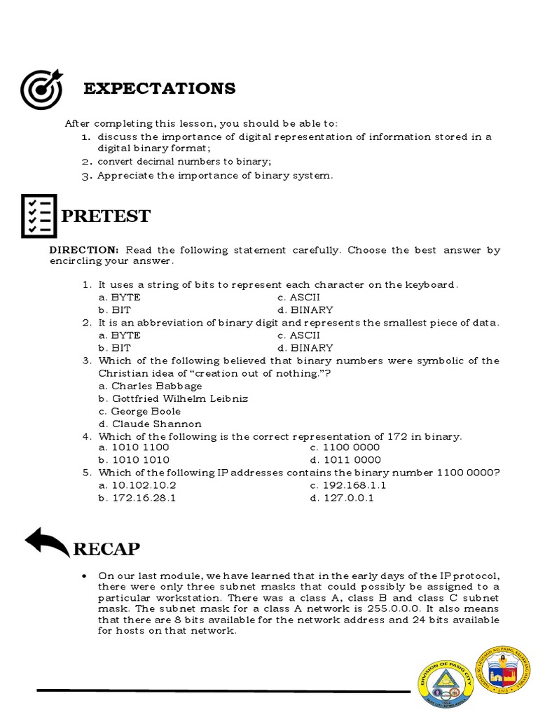 TVL CSS10 Q4 M1 | PDF | Bit | Mathematics