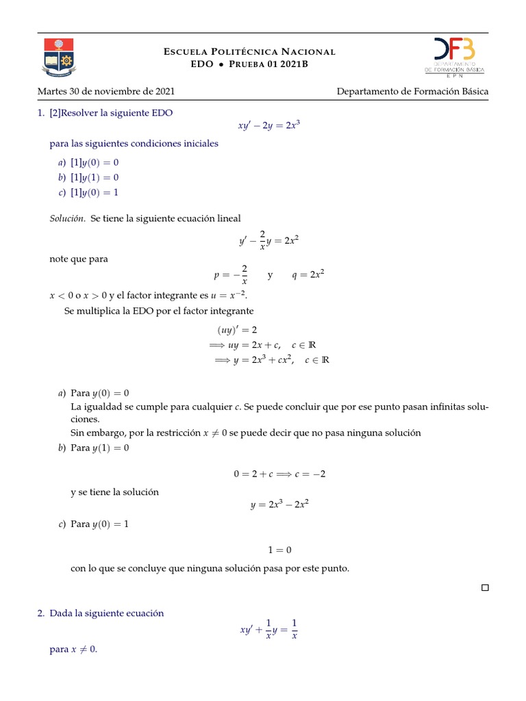 Resolución de EDOs Lineales y Separables | PDF | Matemáticas | Objetos matemáticos