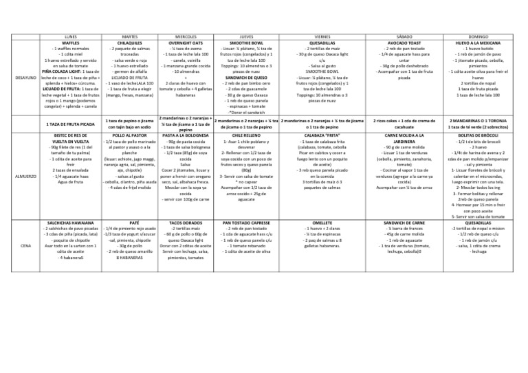 Calendario de Comida | Descargar gratis PDF | Salsa de tomate | Cocina