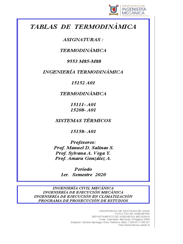 Tablas Termodinamicas | PDF