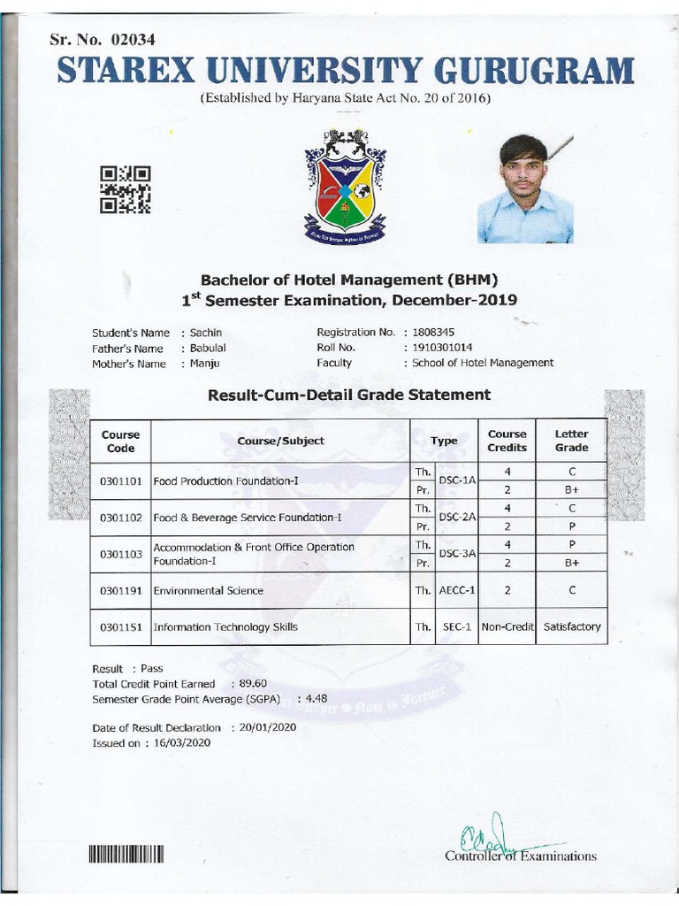 College, Marksheet | PDF