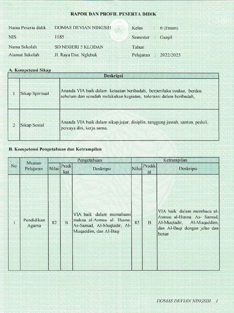 Domas Devian Ningsih Kelas 6 Smes 1 | PDF