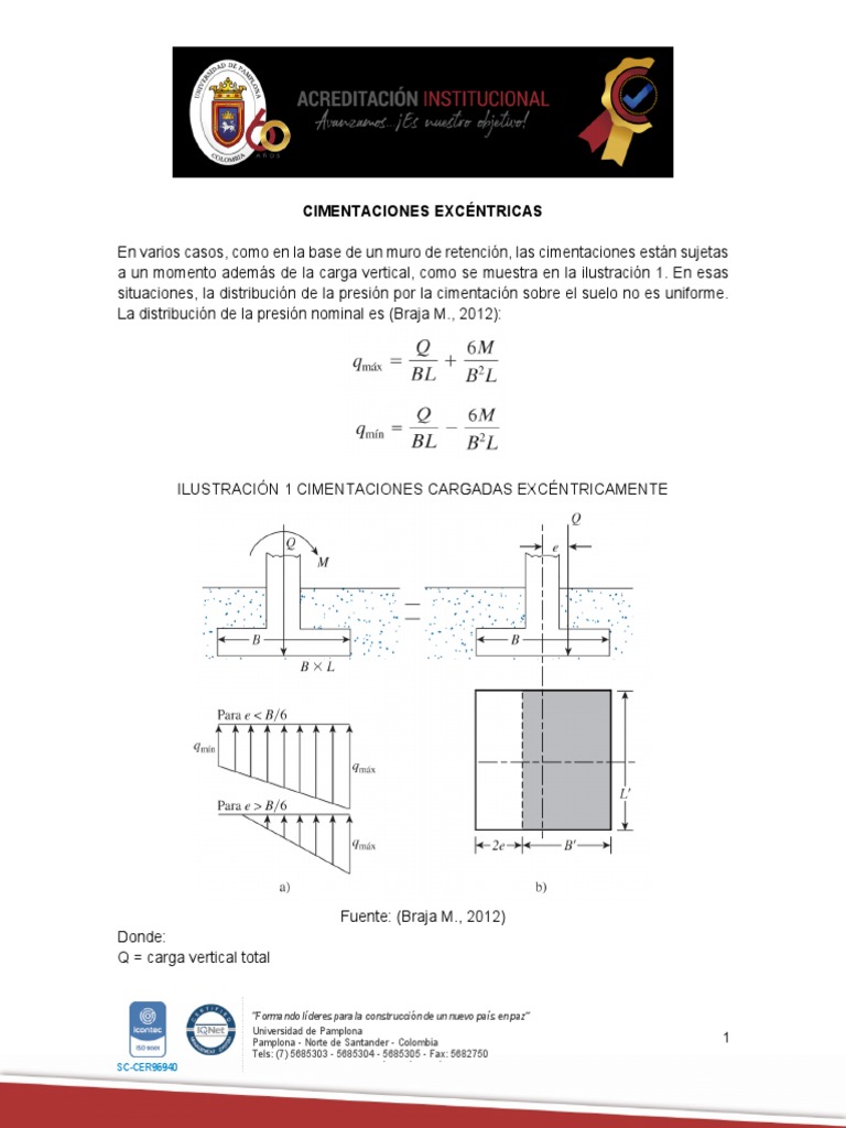 Guía 04 Cimentaciones Excentricas y Asentamientos | PDF | Fundación ...