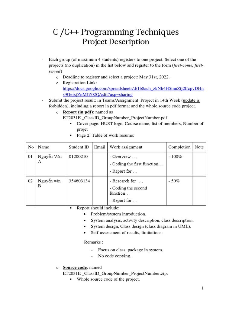 CC++Programming Project 1styear | PDF
