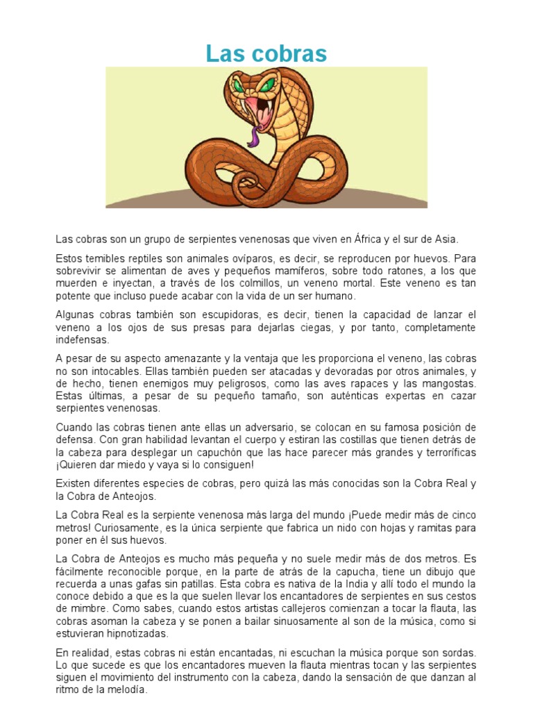2 Las Cobras - Actividad | PDF | Serpiente