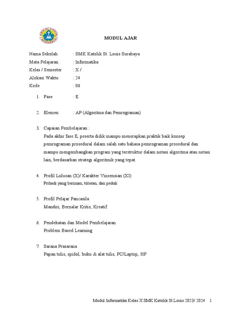 Modul Pembelajaran Python Kelas X SMK | PDF