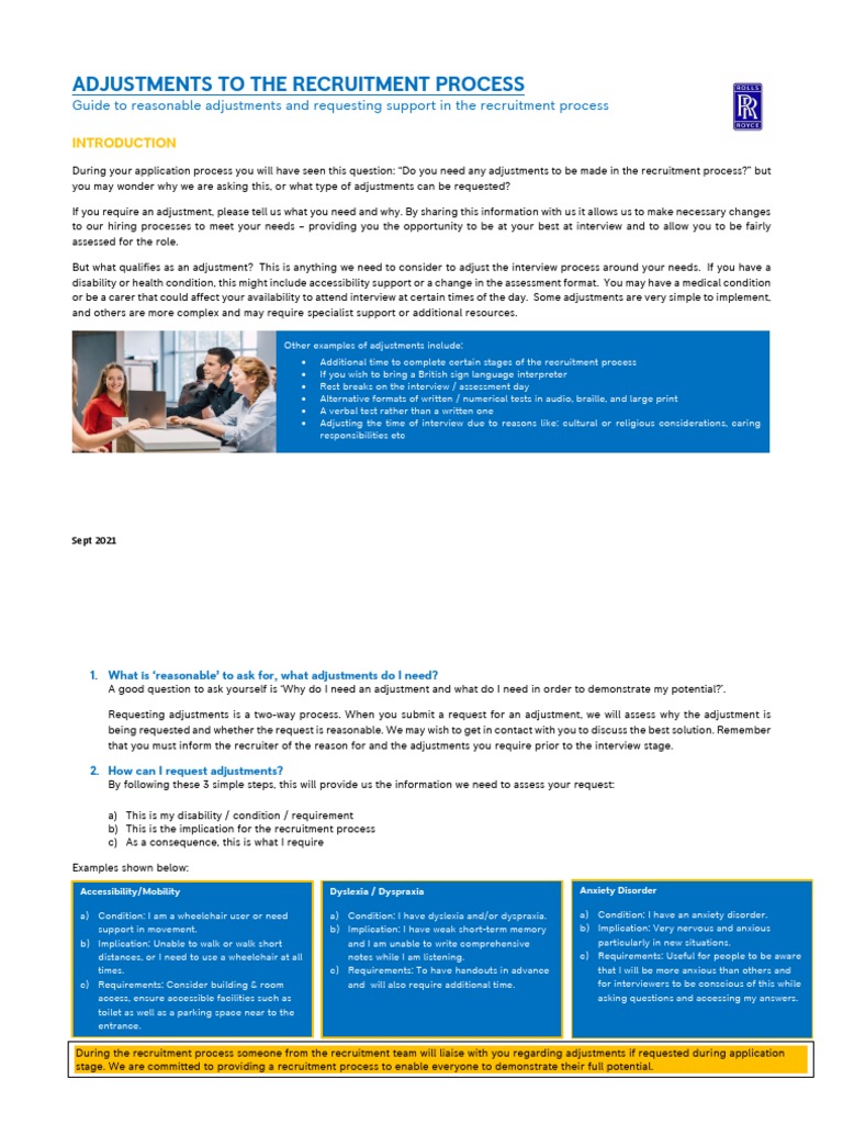 Reasonable Adjustment Guide For Candidate | PDF | Recruitment | Anxiety
