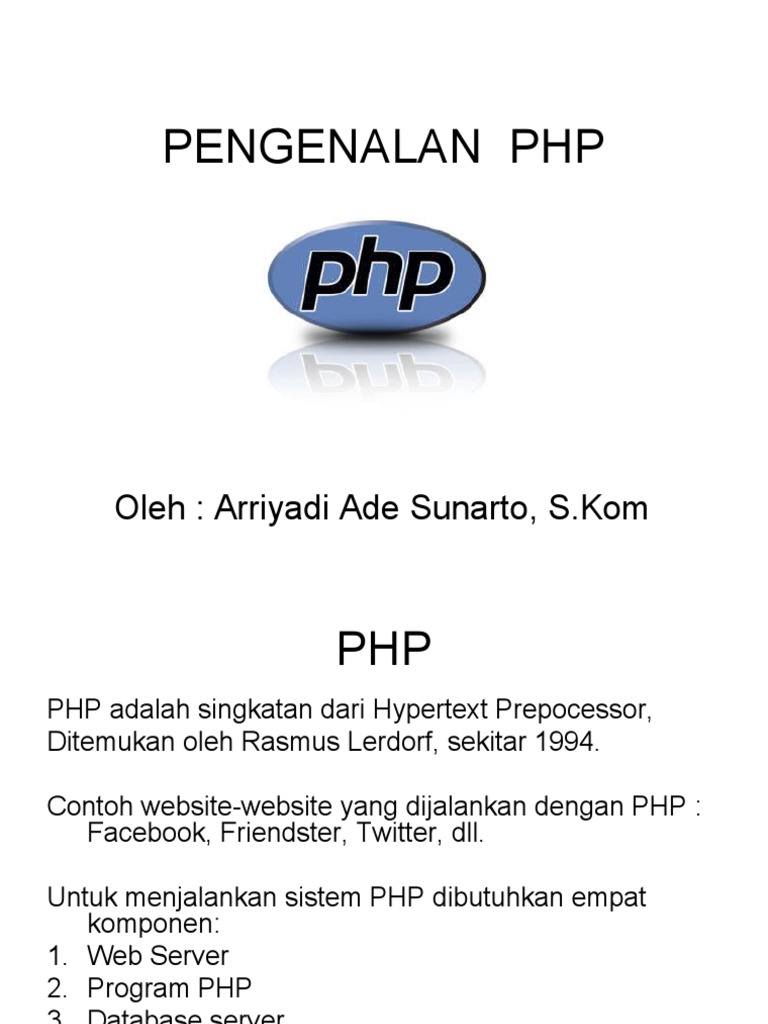 Pengenalan PHP | PDF | Seni & Disiplin Bahasa | Komputer