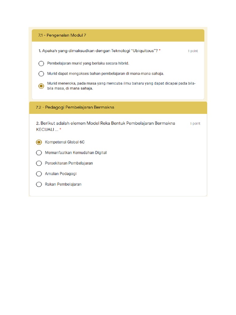 Jawapan Kuiz Modul 7 | PDF