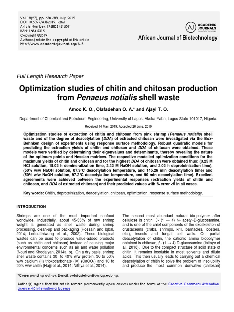 Chitin Chitosan Production | PDF | Errors And Residuals | Biopolymer