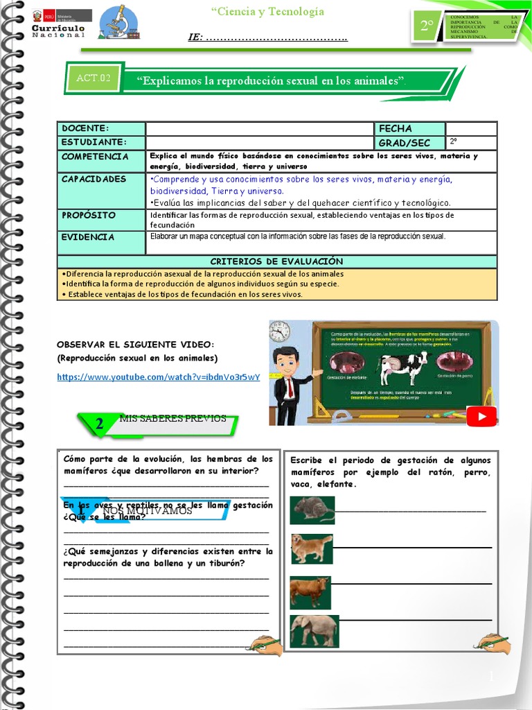 A-2º Act 2 Cyt Unid 4 - Sem 1 | PDF | Sexo | Hembra