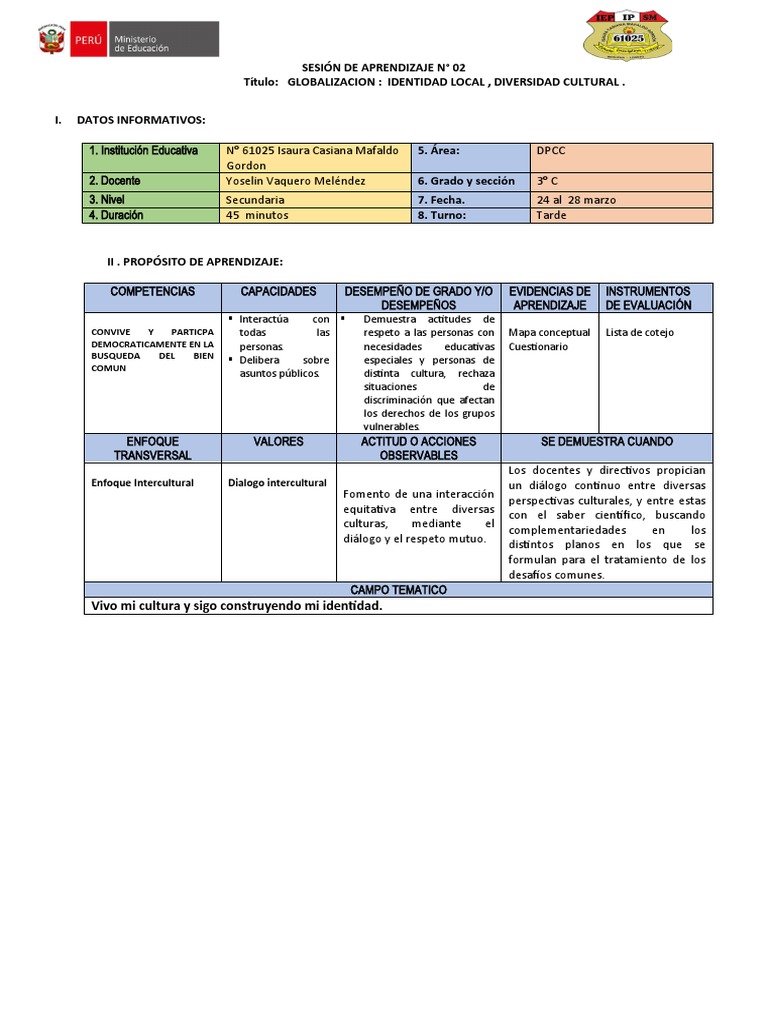 SESION DE APRENDIZAJE #4 de 5° DPCC | PDF | Estado (política) | Evaluación