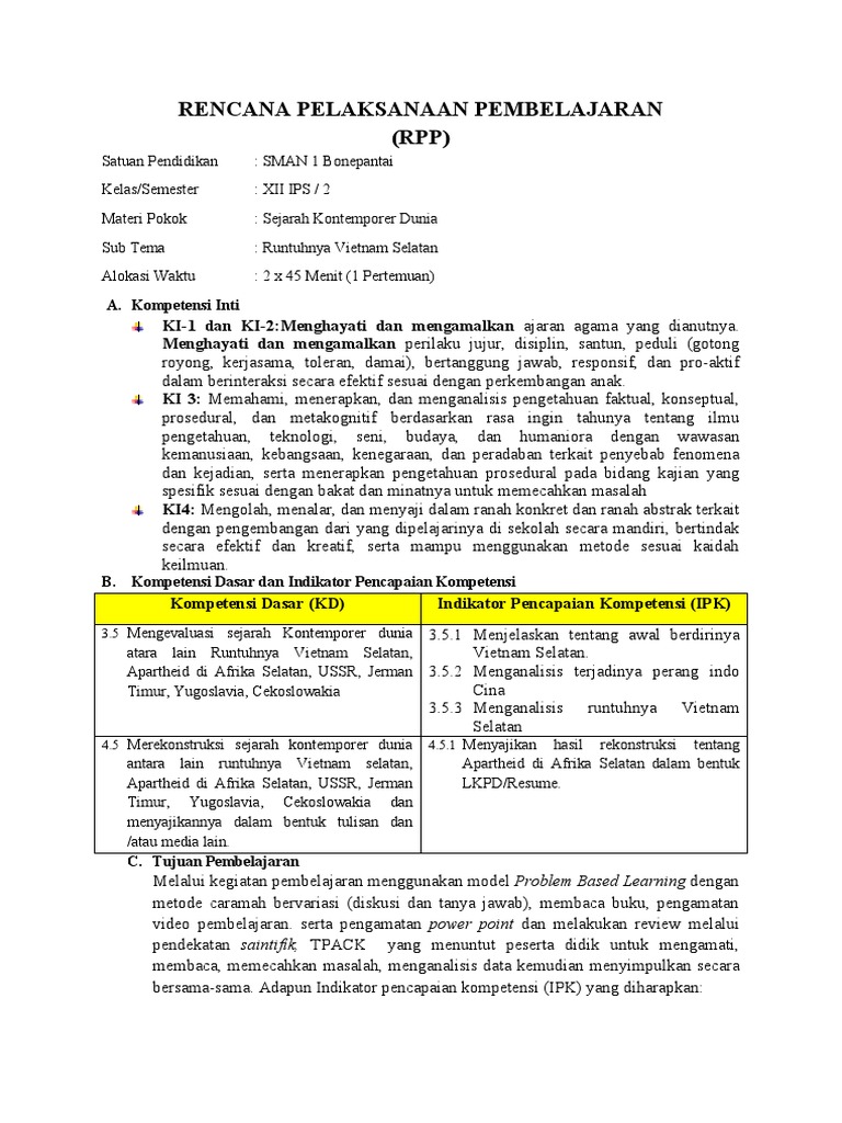 RPP Pertemuan 1 Muh. Amran - PBL | PDF