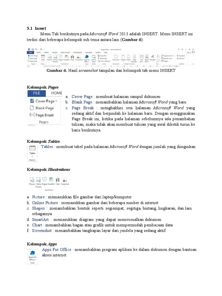 Menu Insert Ms Word | PDF
