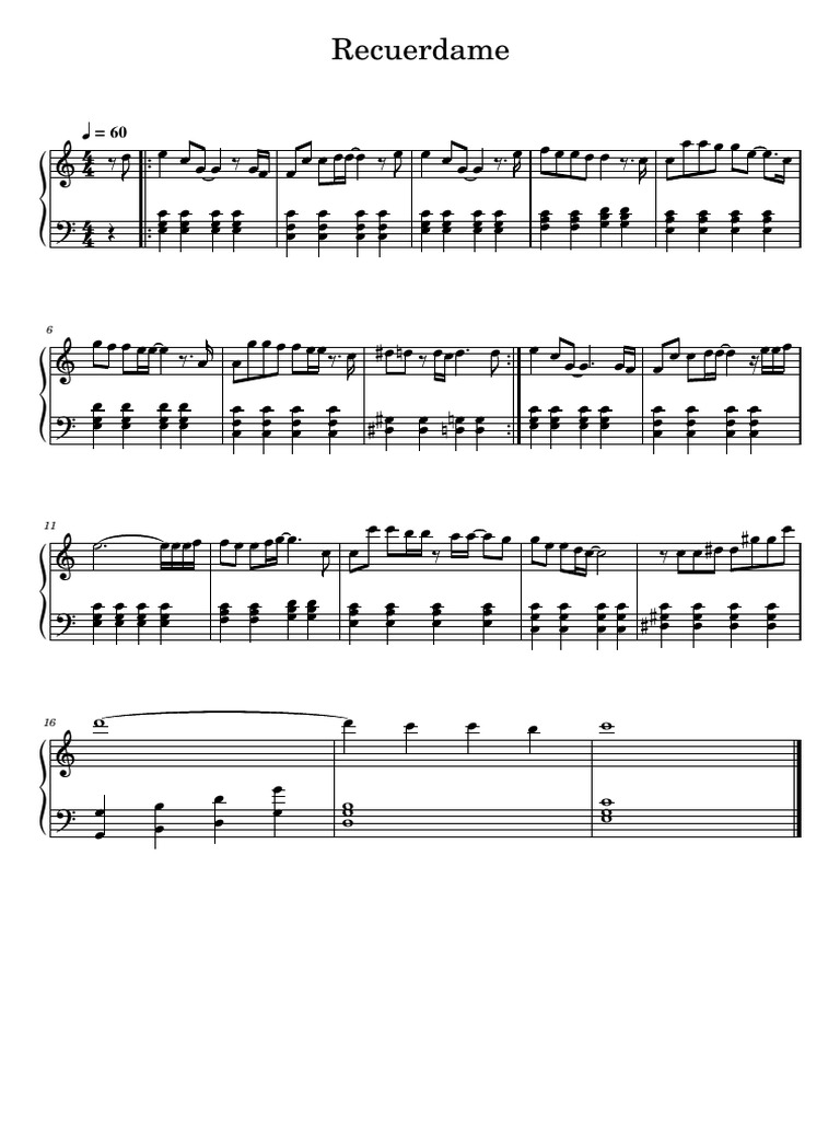 Recuerdame Partitura | PDF