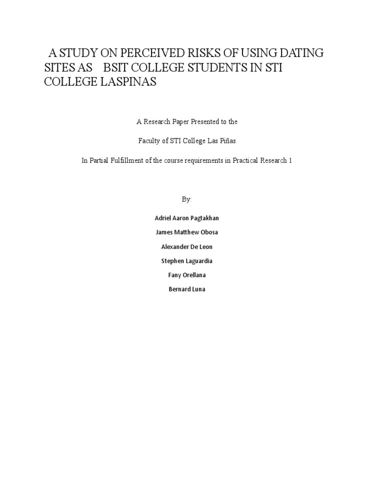 A Study On Perceived Risks of Using Dating Application As Bsit College ...