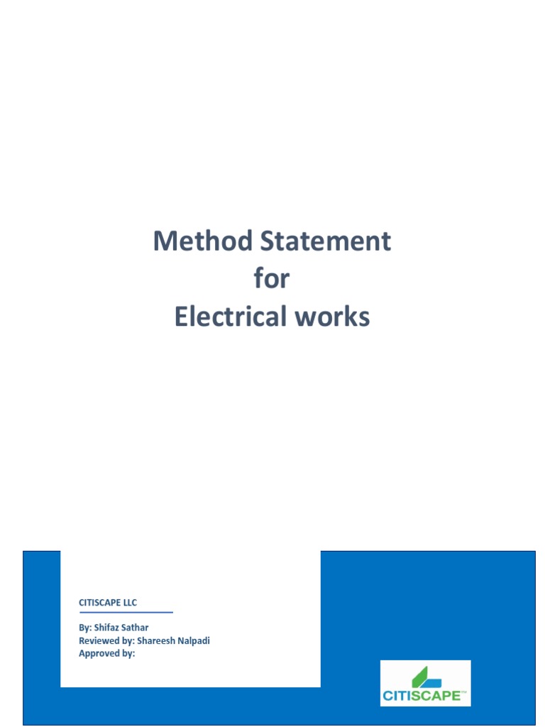Method Statement For Electrical Works | PDF | Risk | Waste Management