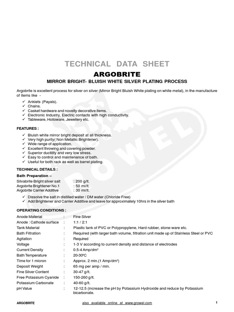 Mirror Bright Silver Plating Process | PDF | Silver | Precipitation ...