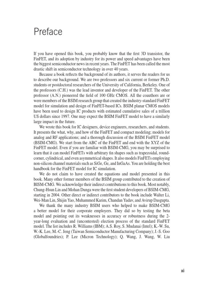 Preface - 2015 - FinFET Modeling For IC Simulation and Design | Download Free PDF | Cmos ...
