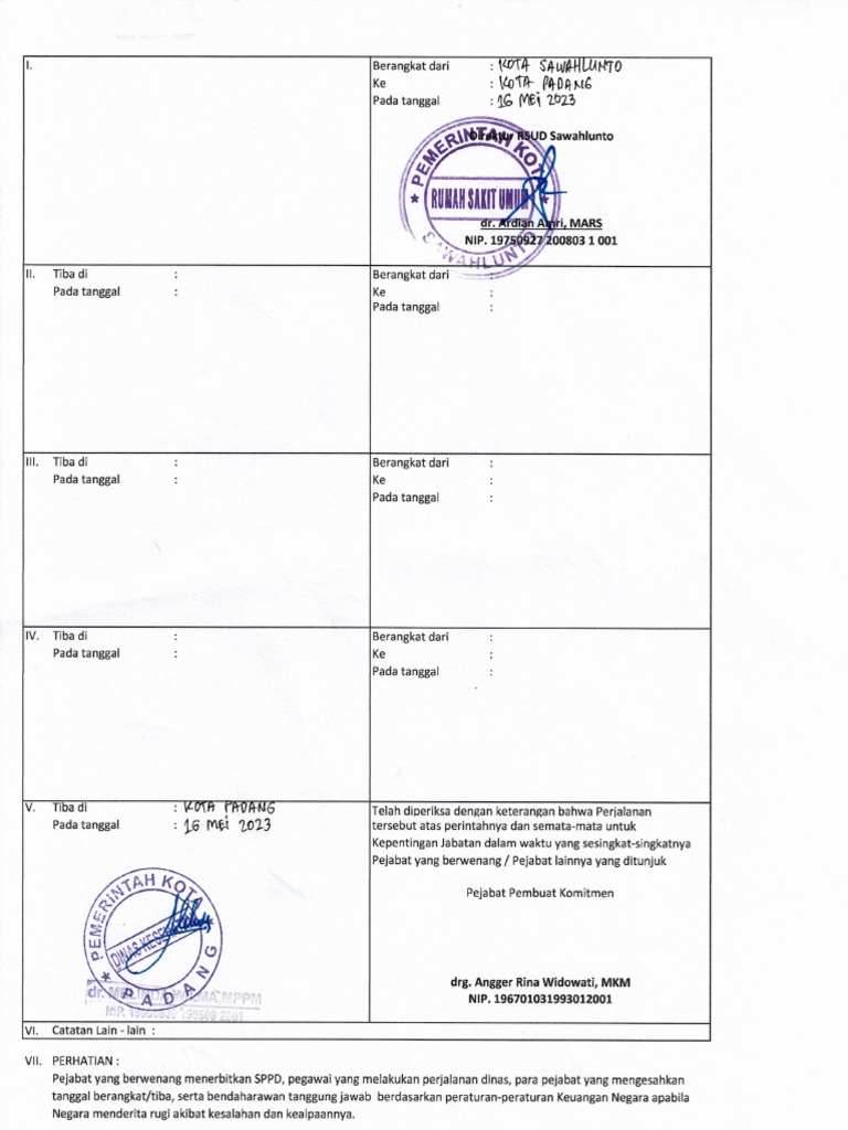 SPPD Pemulangan Rizky Putra Ismeldi | PDF