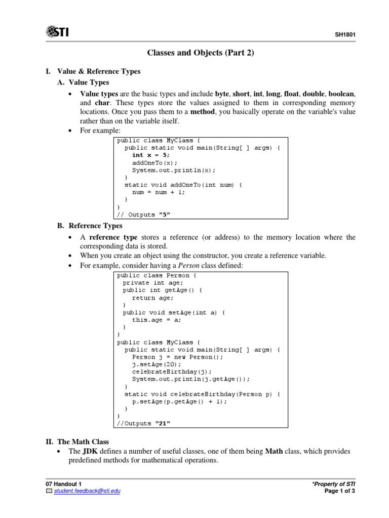 07 Handout 1 | PDF | Integer (Computer Science) | Parameter (Computer Programming)